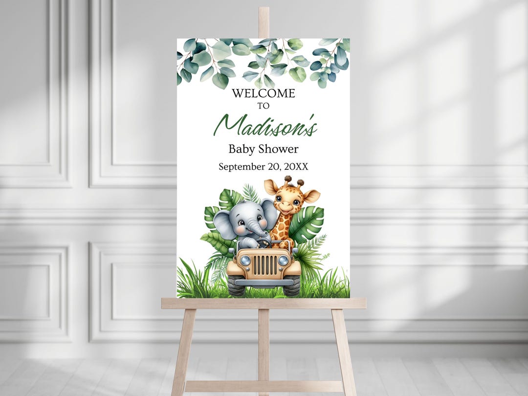 Little Wild One Baby Shower Welcome Sign, Safari Jungle Poster ...