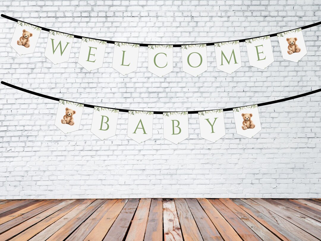 Editable We Can Bearly Wait Baby Shower Welcome Baby Banner, Party ...