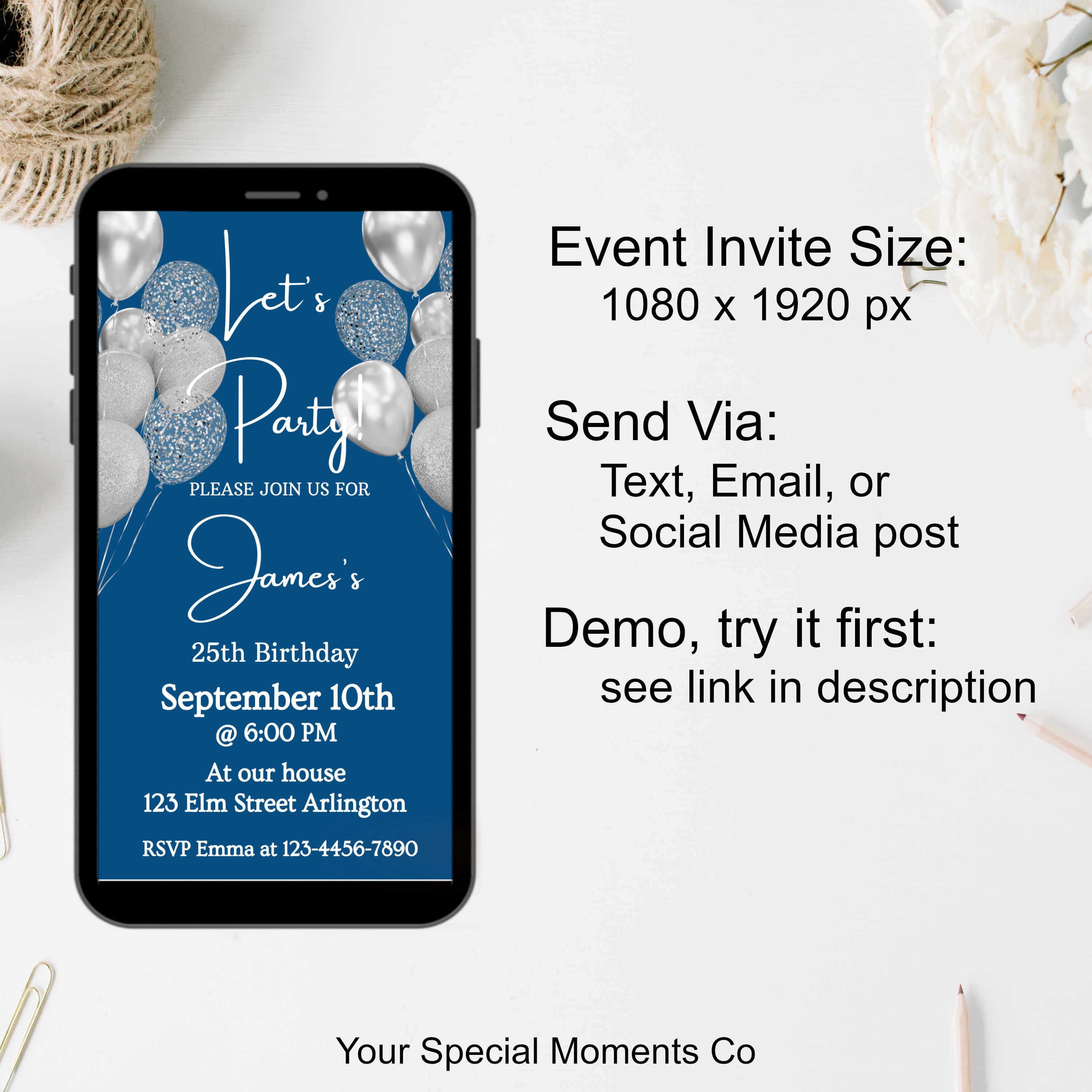Personalized Custom Party Invitation - Custom Birthday Invite, Digital ...