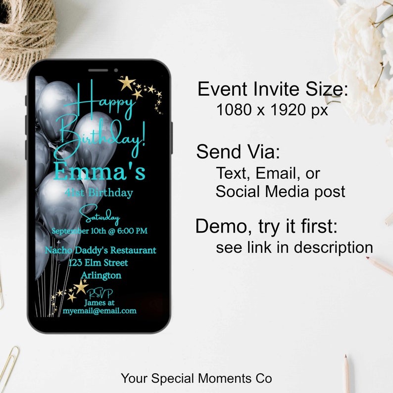 Mobile Happy Birthday Party E-invitation, Electronic Party Announcement ...