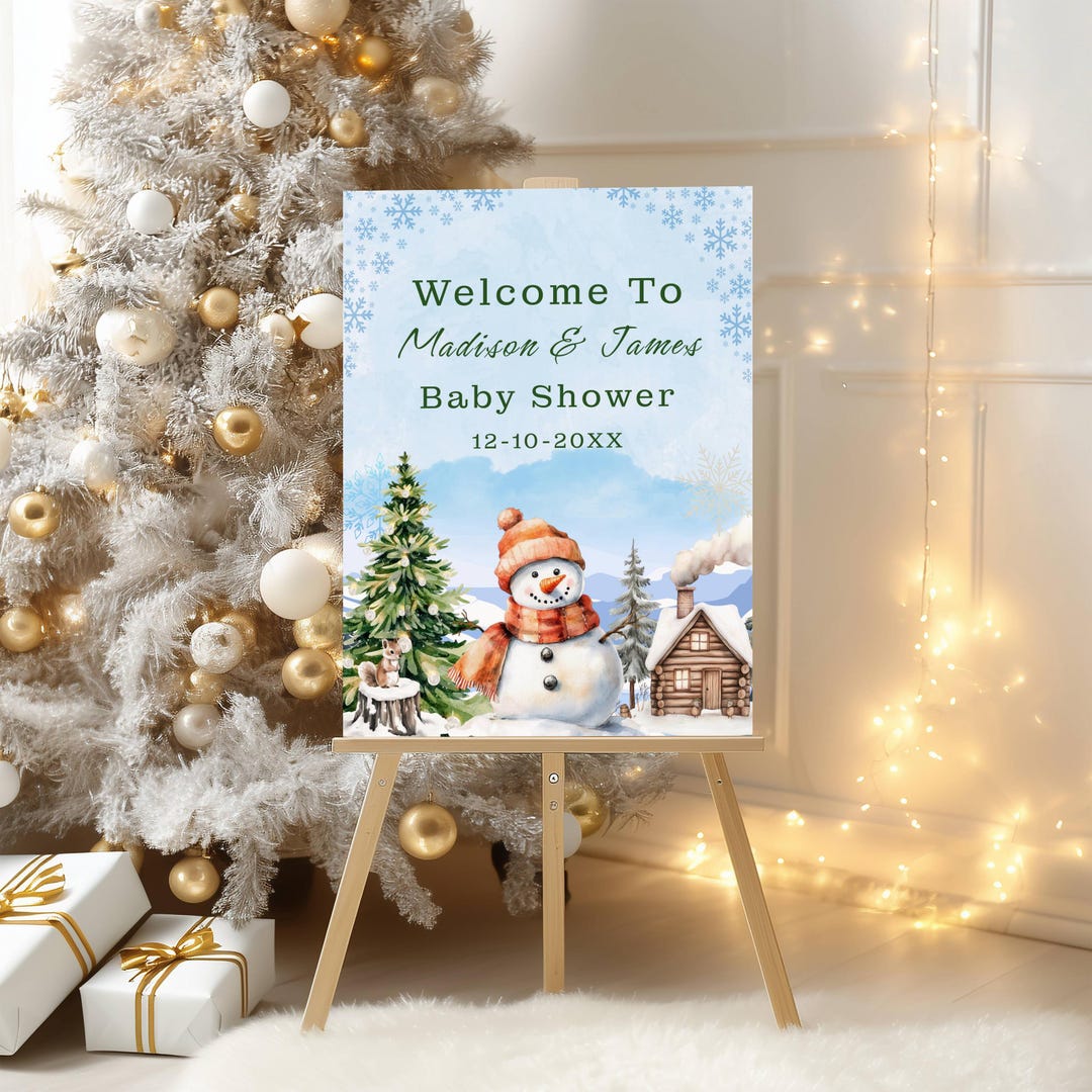 Winter Woodland Baby Shower Welcome Sign, Winter Wonderland Christmas ...
