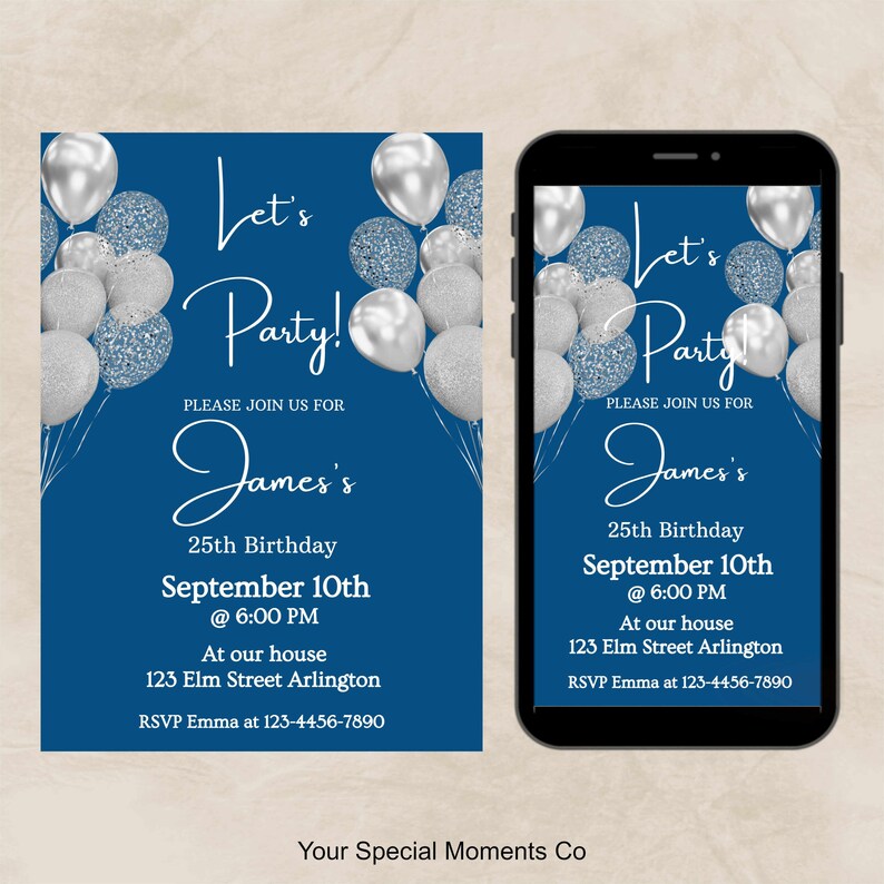 Digital Birthday Invitation, Custom Birthday Invite, Personalized Party ...