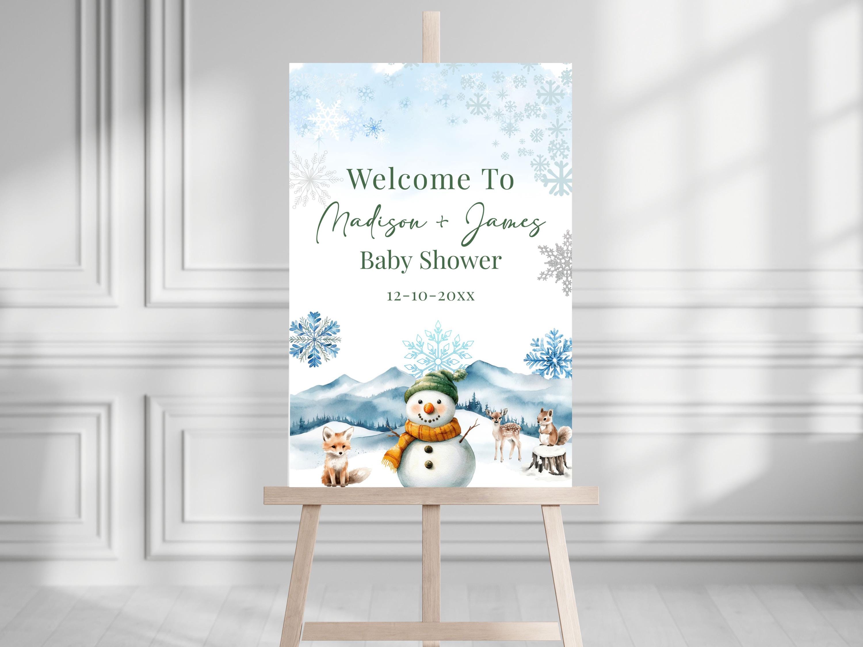 Winter Holiday Baby Shower Welcome Sign, Winter Wonderland Christmas ...