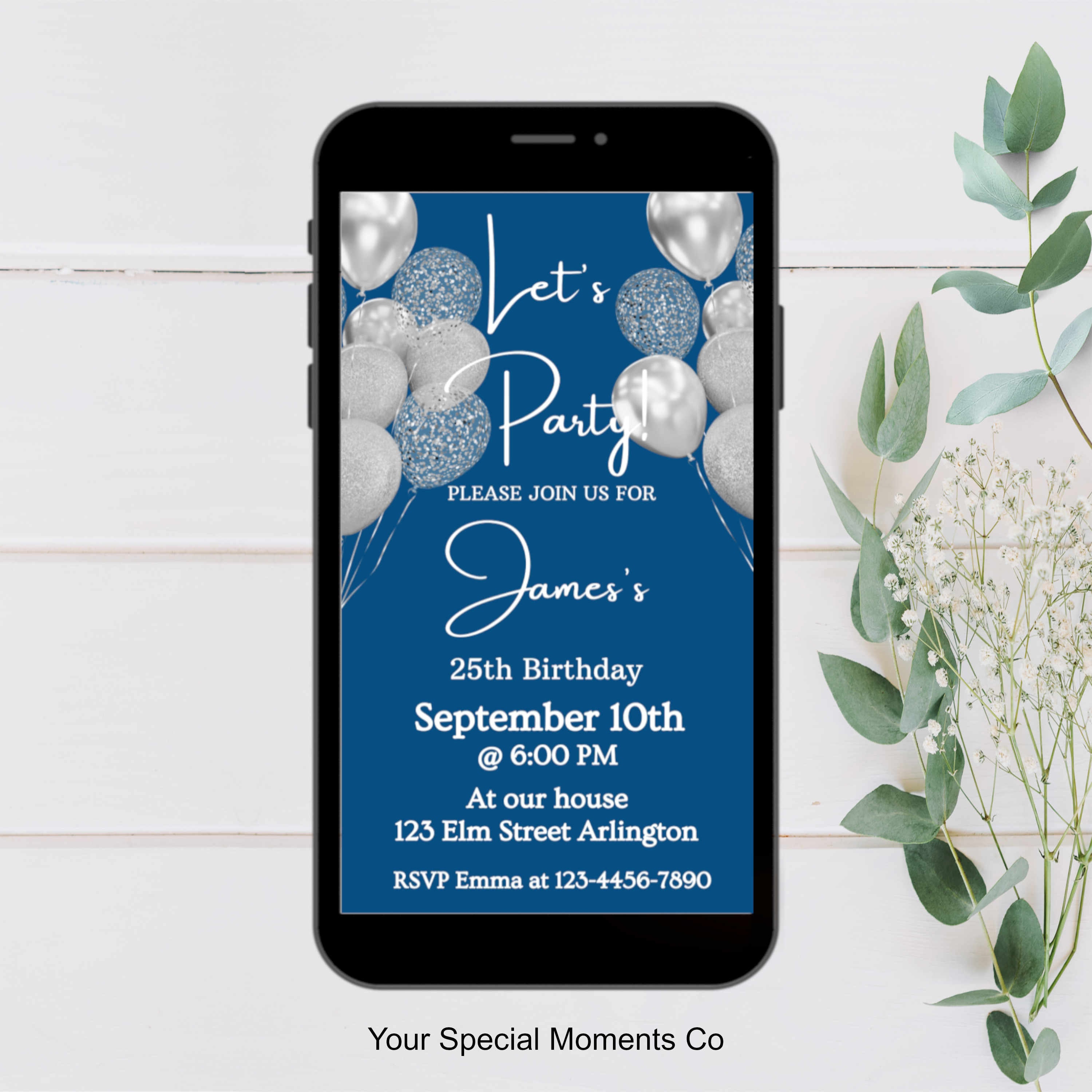 Personalized Birthday Evite – Custom Mobile Invitation (digital) - Etsy