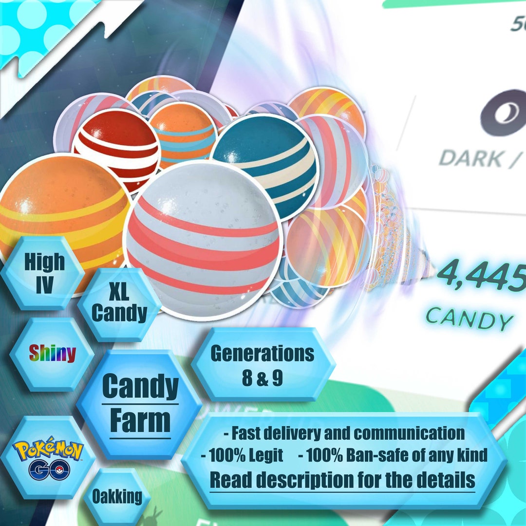Pokemon Go Gen 8 & 9 Candy Farm XL Candy Shiny 90 IV - Etsy