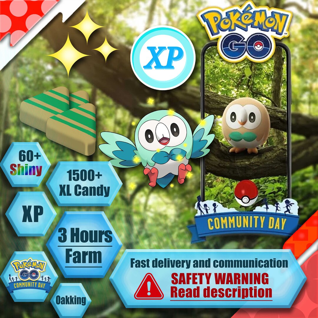 3 Hours Community Day Farm Shiny Rowlet Tons of Shiny & XL Candy ...