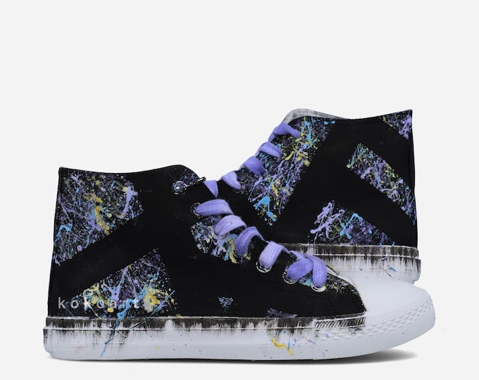 Hand Painted Cartoon Shoes,hi Top Custom Painted Shoes,casual Lace ...