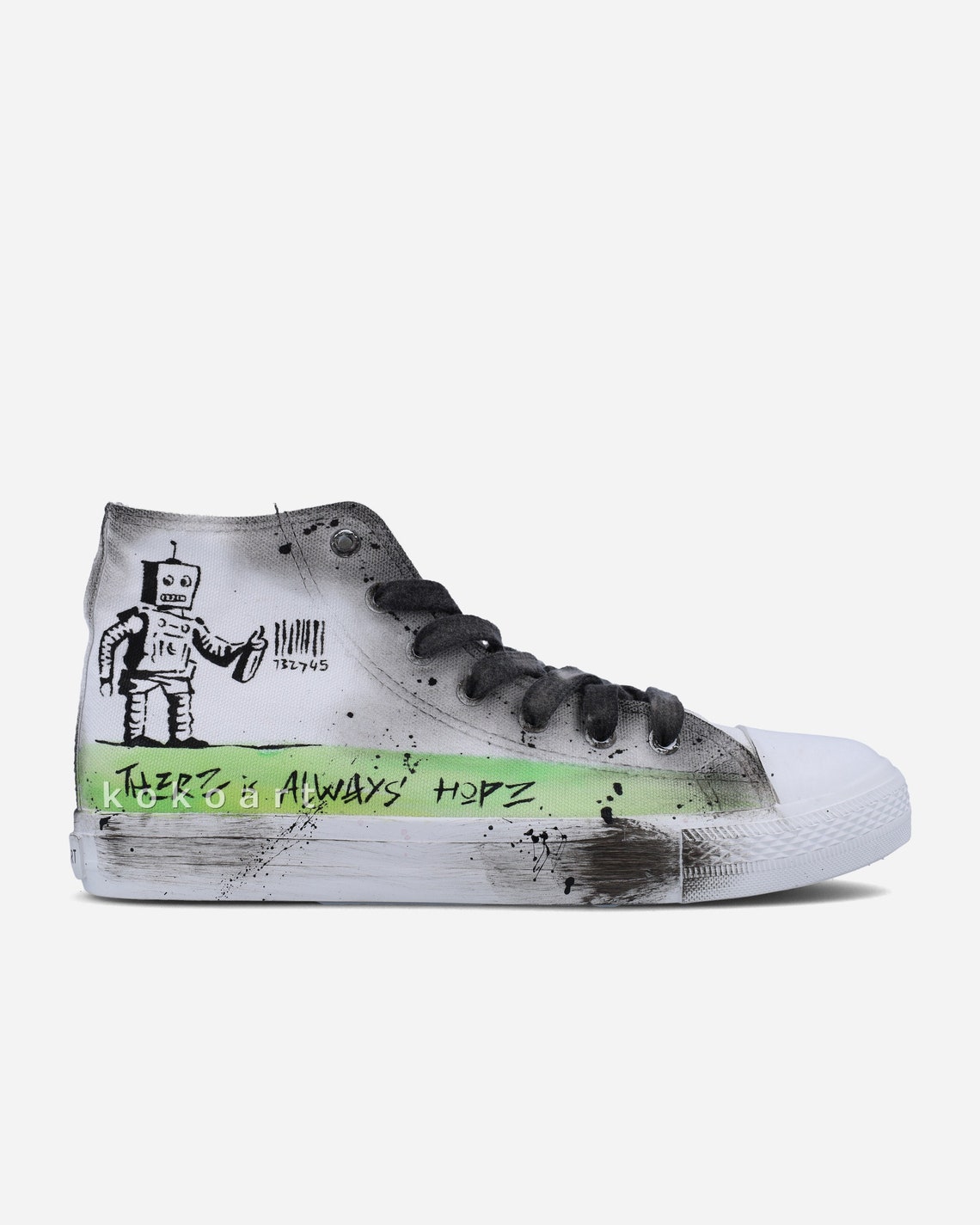 Graffiti Hand PAINTED Canvas Shoes, Banksy - Etsy