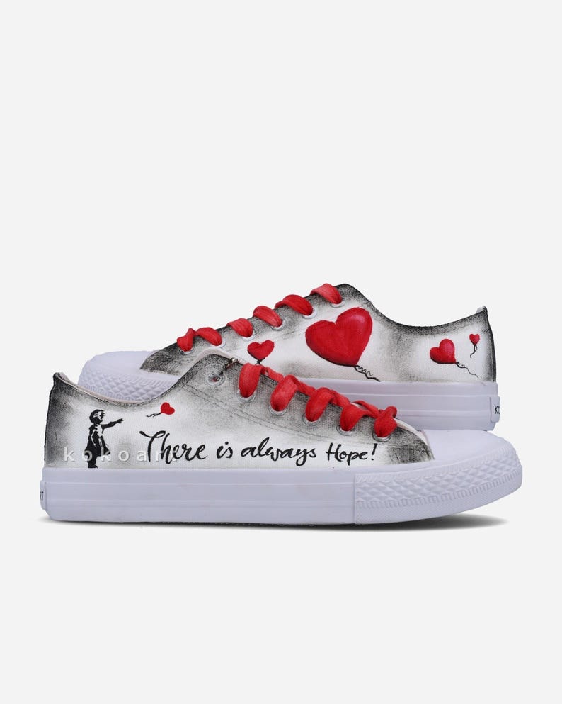 Hand Painted Shoes With Girl With Balloon - Etsy