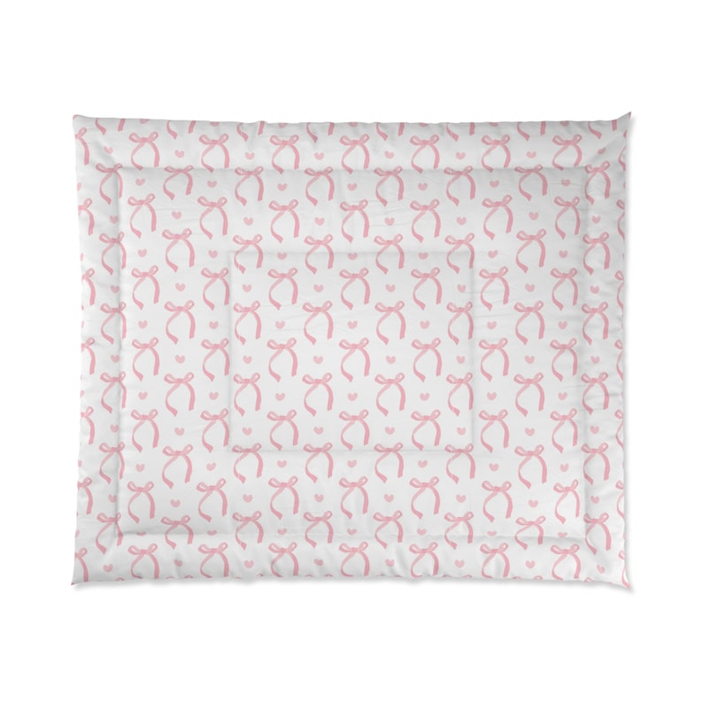 Pink Coquette Bow Comforter, Cute Bow Bedding, Pink, Girly, Old Money ...