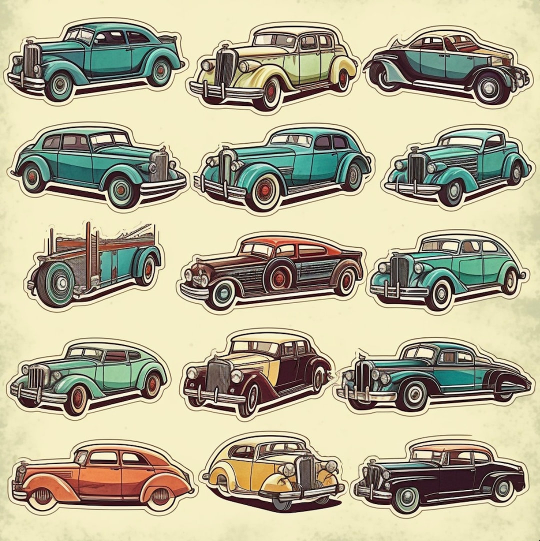 Vintage Car Stickers High Quality Cool Water Proof 2x2 - Etsy