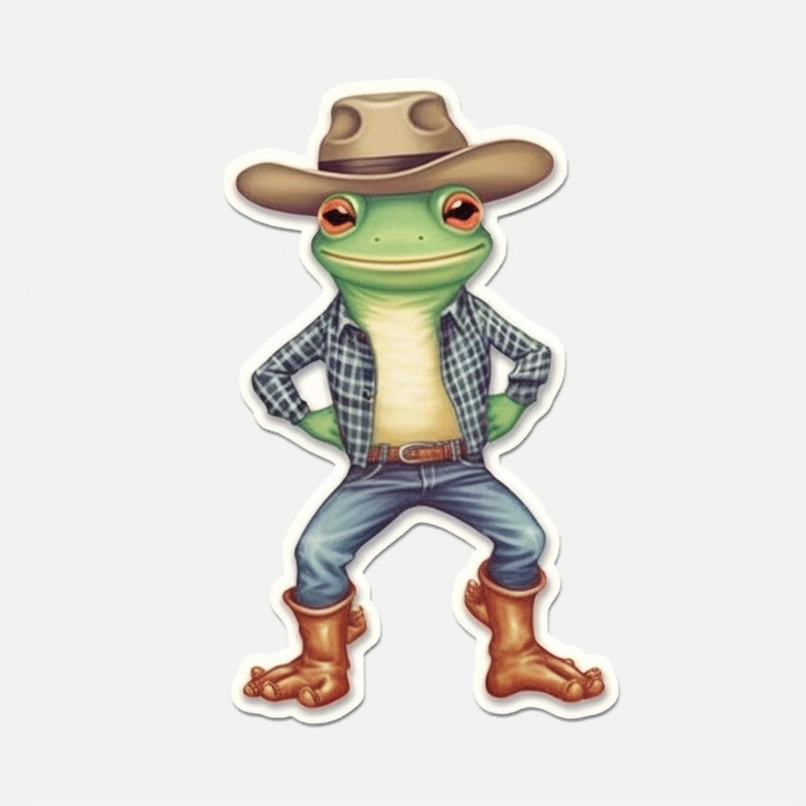 Cowboy Frog Sticker Cute Sticker Funny Sticker High - Etsy