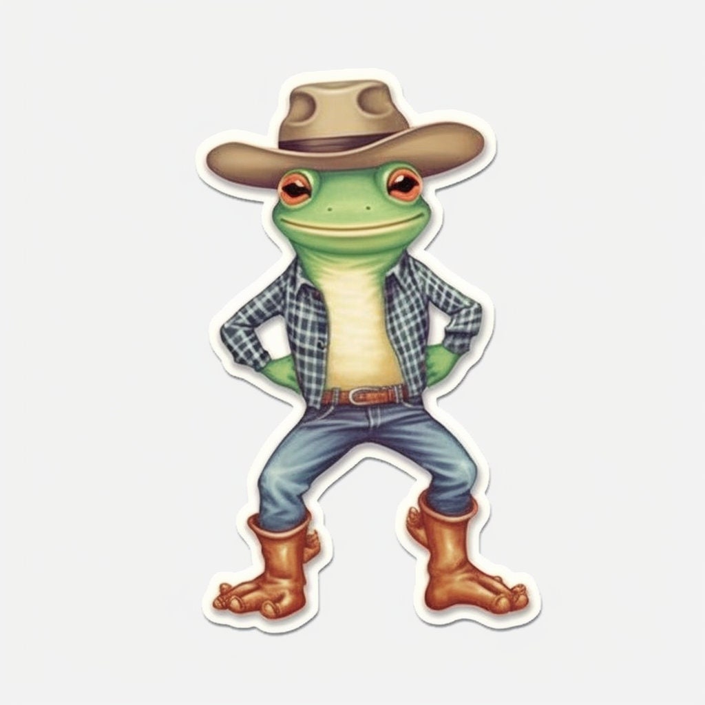 Cowboy Frog Sticker Cute Sticker Funny Sticker High - Etsy