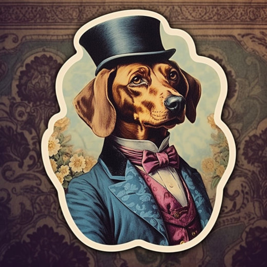 Funny Dog in Top Hat Sticker - Etsy