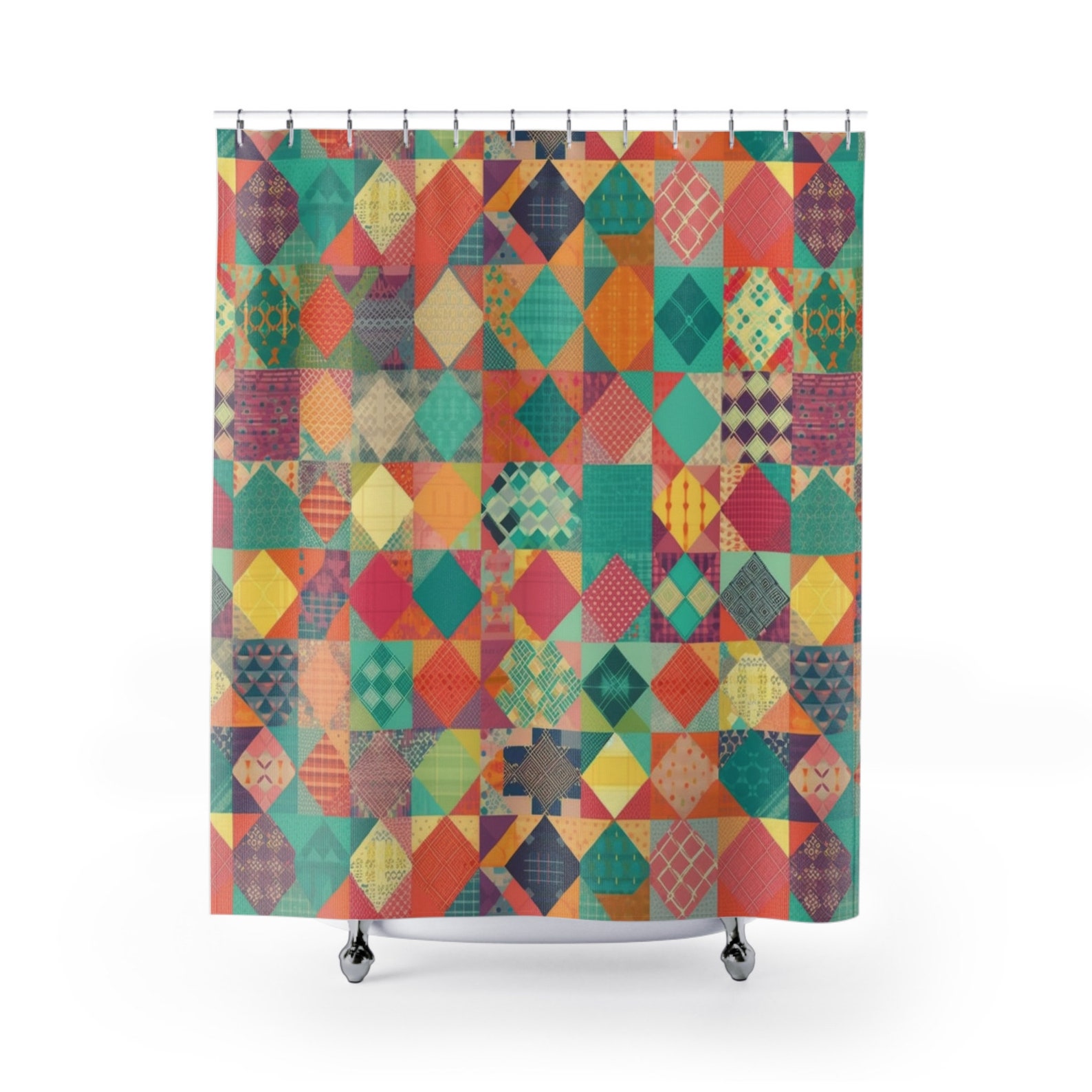 Quilt Shower Curtains, Quilt Pattern Shower Curtain, Quilted Bathroom ...