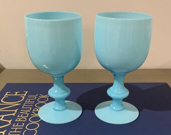 Portieux Vallerysthal Blue Opaline Water or Wine Goblets Set of 8 2 Sets Available - Etsy