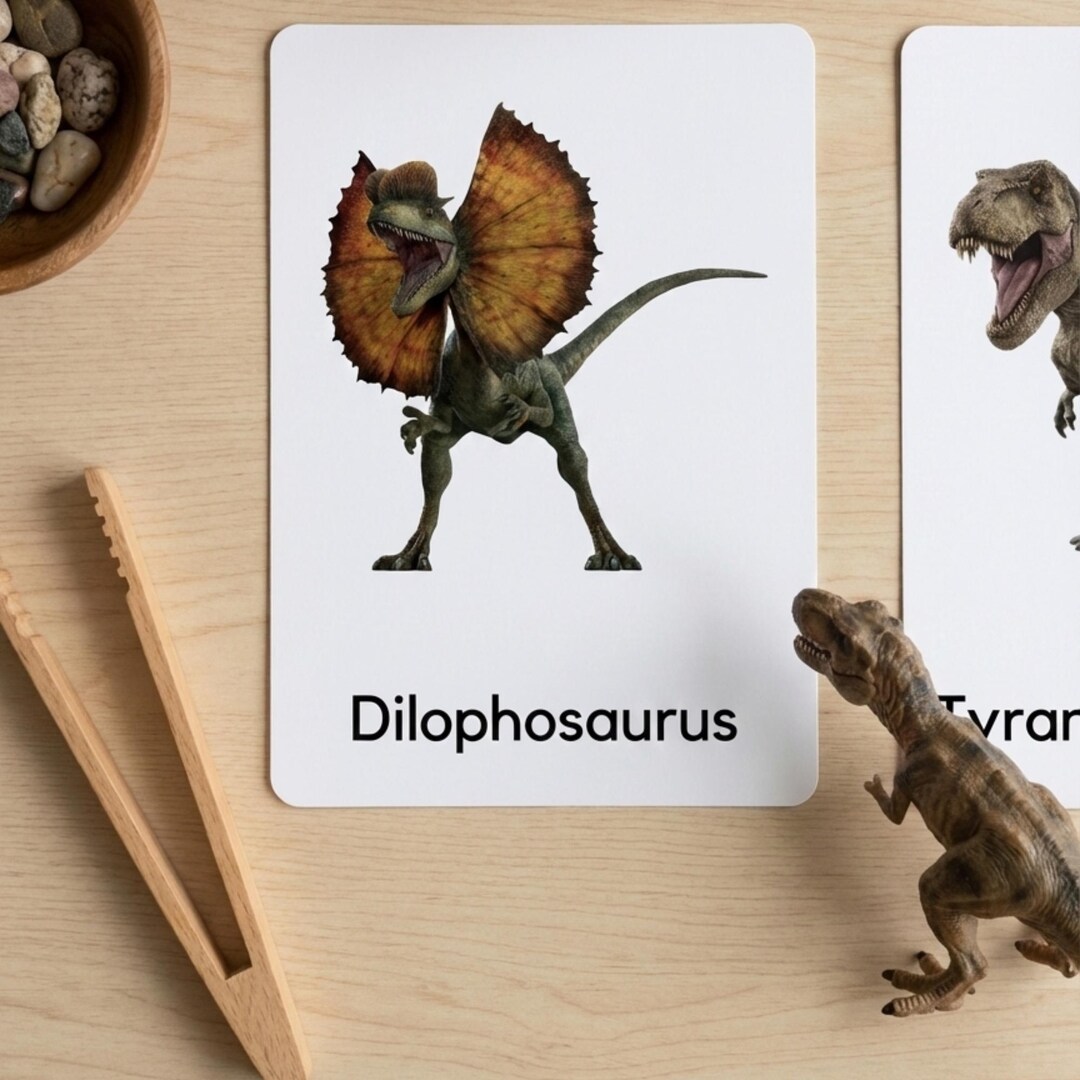 100 Dinosaurs Montessori Cards, Printable Dino Flashcards for Kids ...