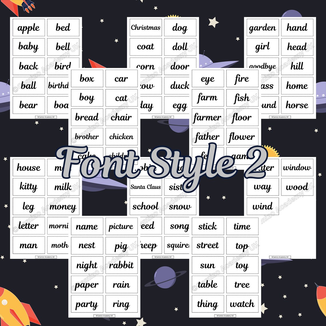 Printable Flashcards Dolch Sight Words Nouns 95 Words - Etsy