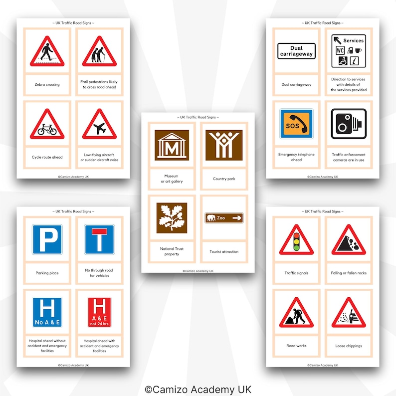 100 Road Signs - Traffic 3-part Flashcards | Driving Test Theory Exam ...