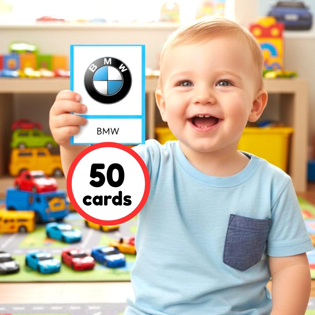 My First Car Logos Flashcards, Printable Toddler Flashcards, Car Theme ...
