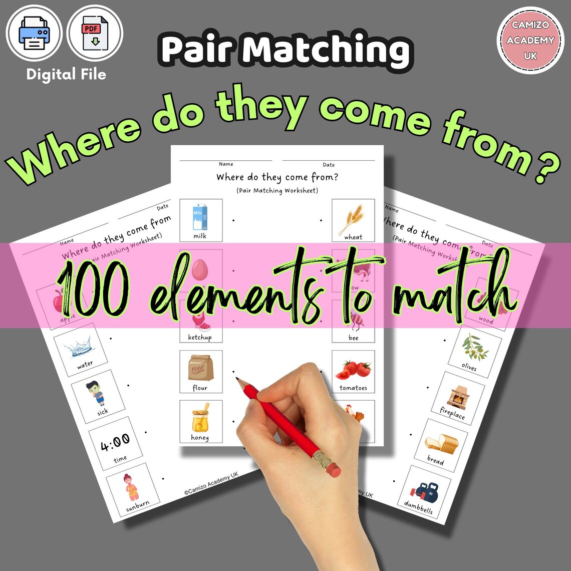Printable Pair Matching Where Do They Come From Teachers Parents ...