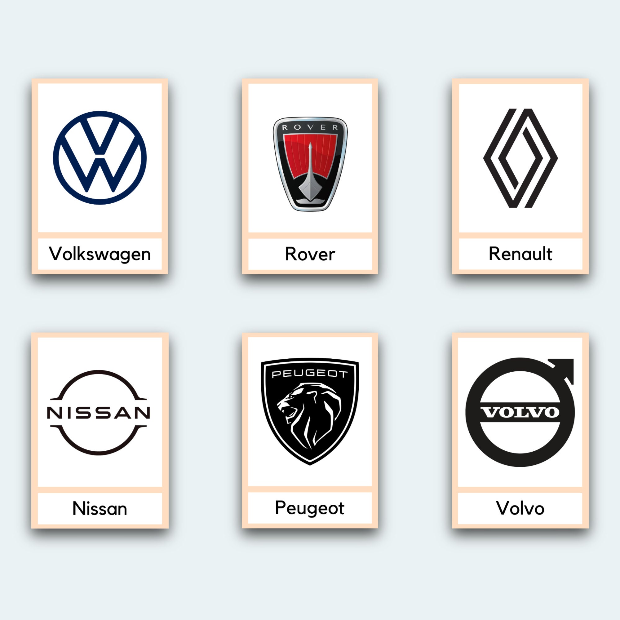 100 CAR LOGOS Montessori 3-part Nomenclature Cards Teacher Resources ...