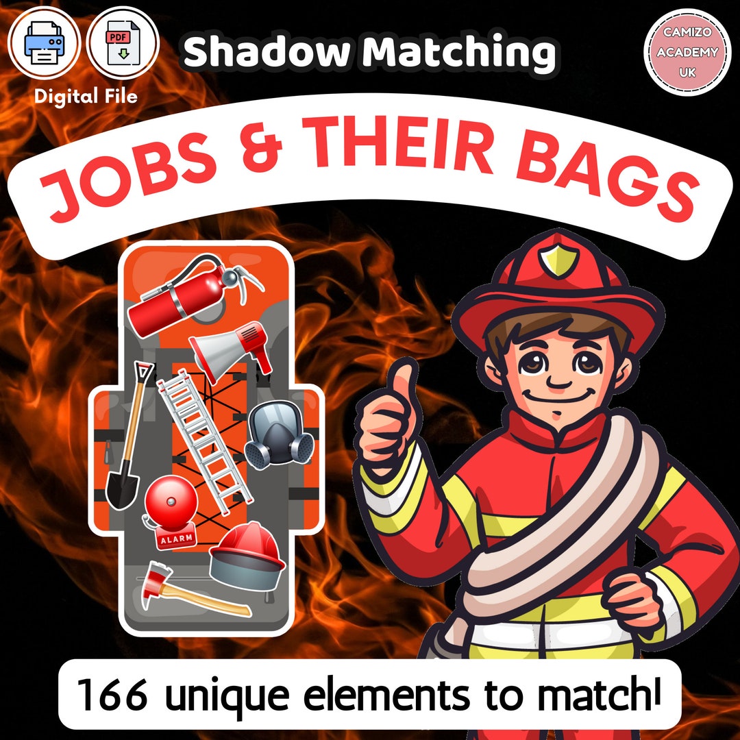 Jobs & Their Bags | Printable Pretend Play | Shadow Matching | Kids ...