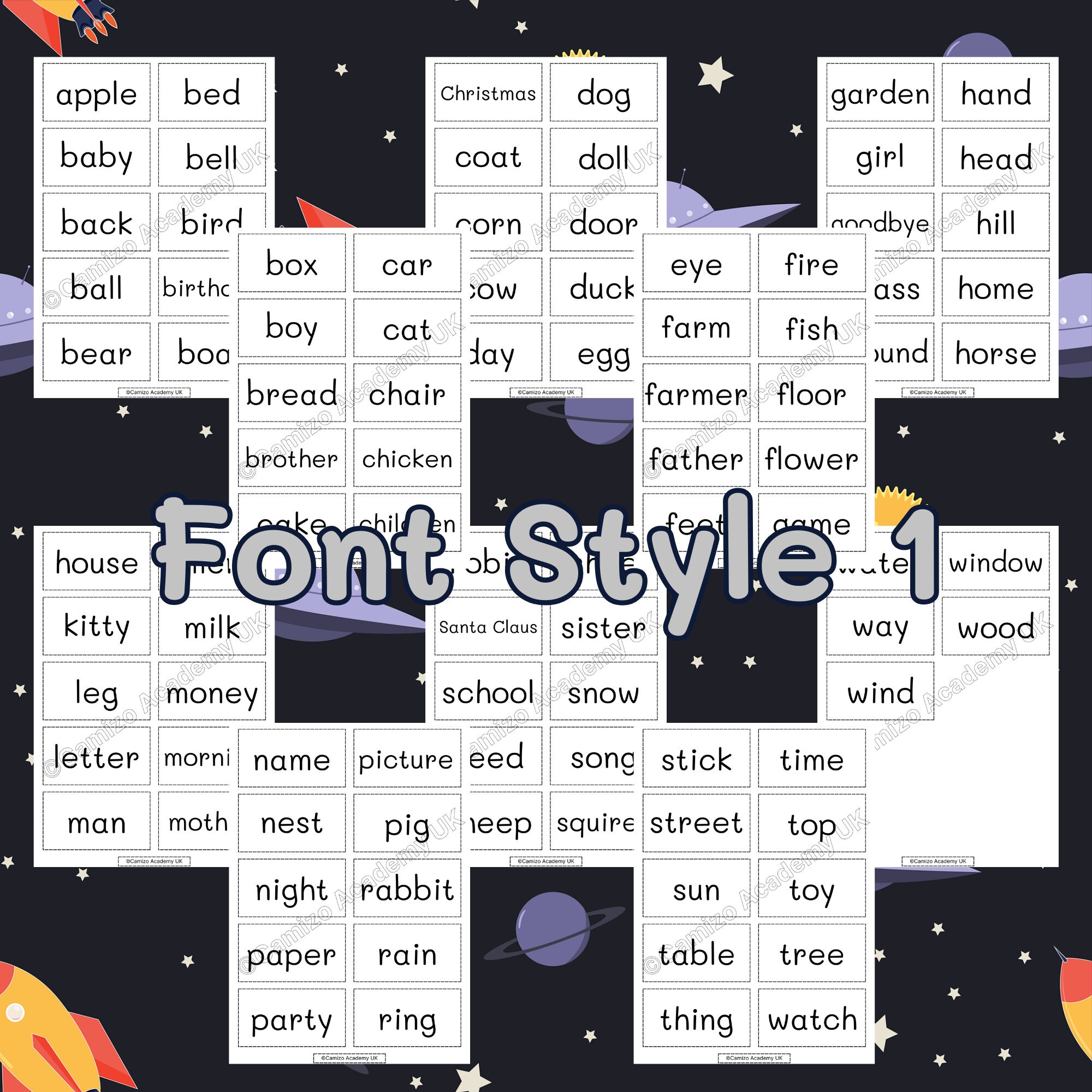 Printable Flashcards Dolch Sight Words Nouns 95 Words - Etsy