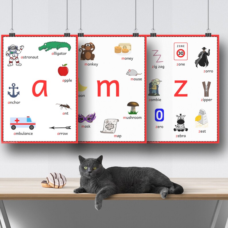 A4 Posters A-Z Alphabet 26 Initial English Sounds Charts Homeschool ...