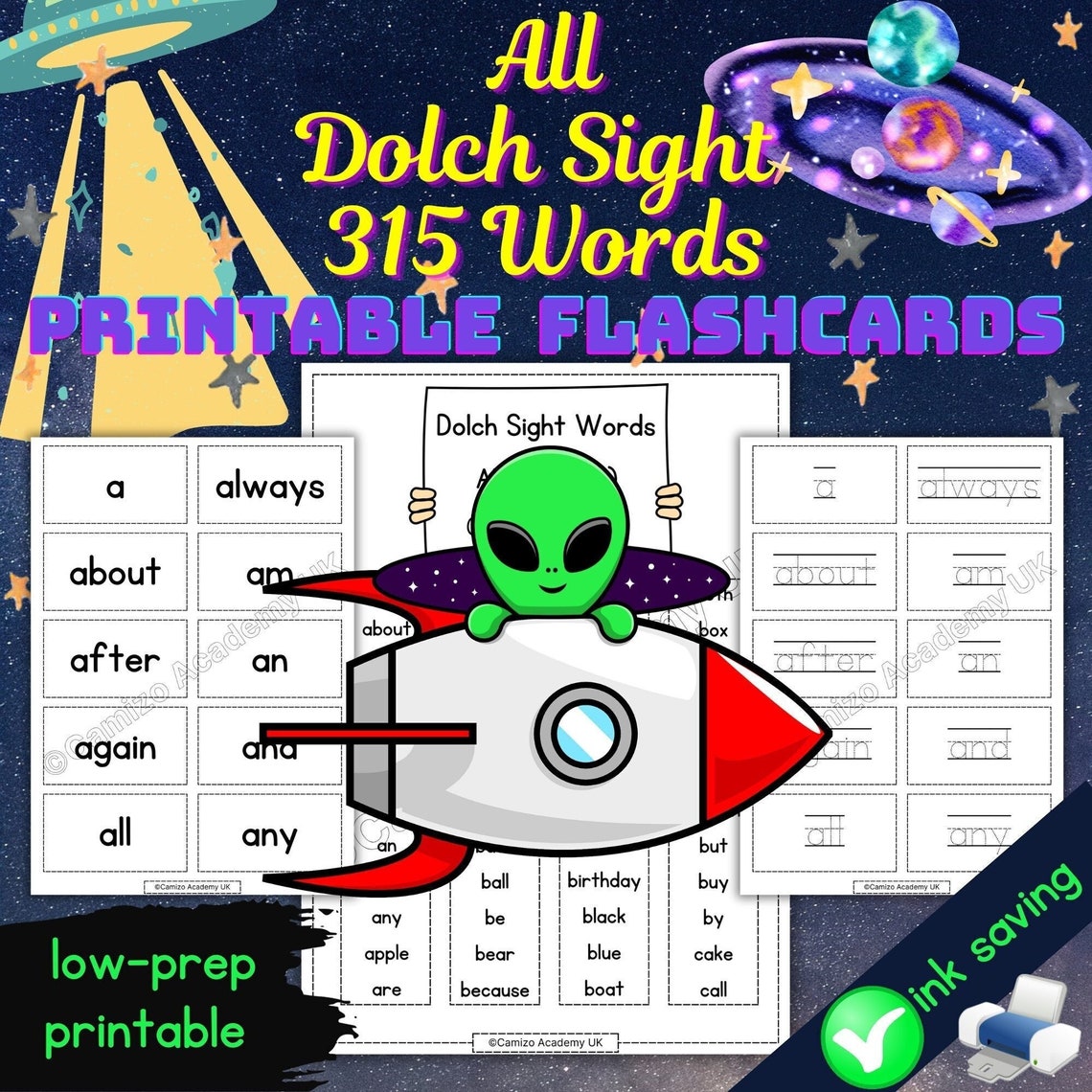 Printable Flashcards Dolch Sight Words ALL 315 Words - Etsy