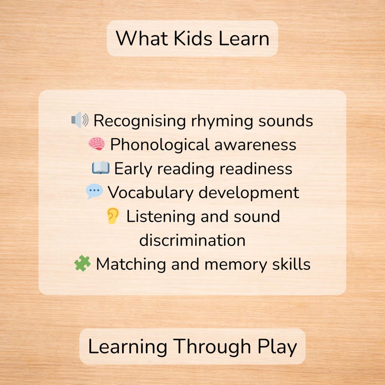 Rhyming Words Matching Cards Printable | Preschool Phonics Activity ...