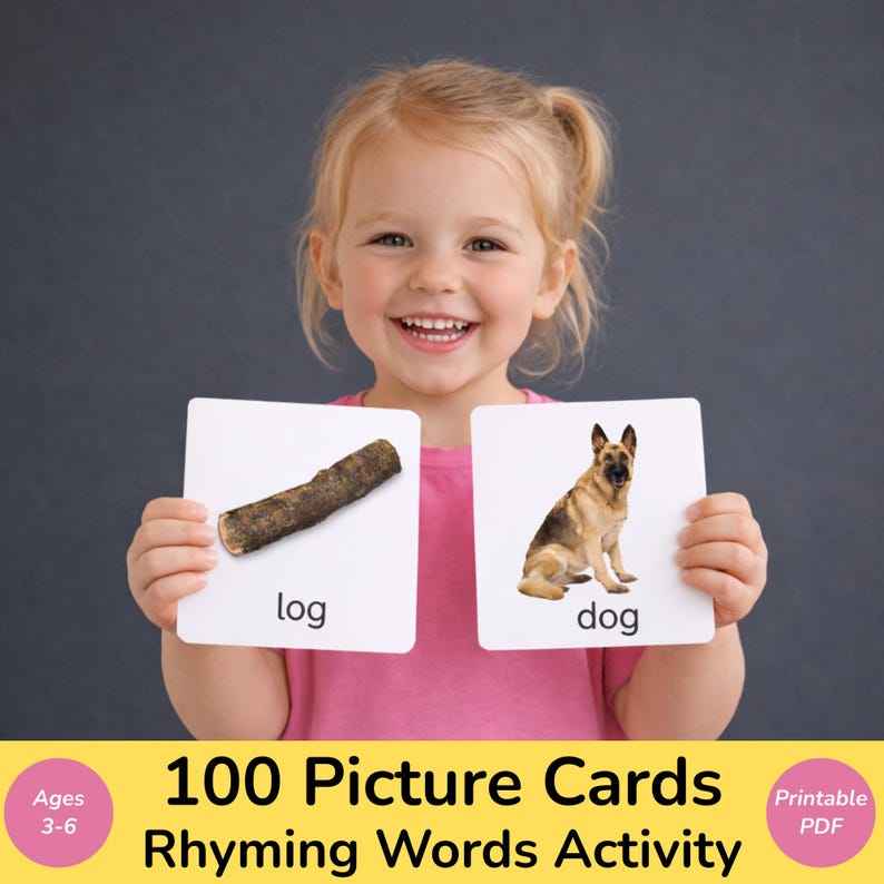 Rhyming Words Matching Cards Printable | Preschool Phonics Activity ...
