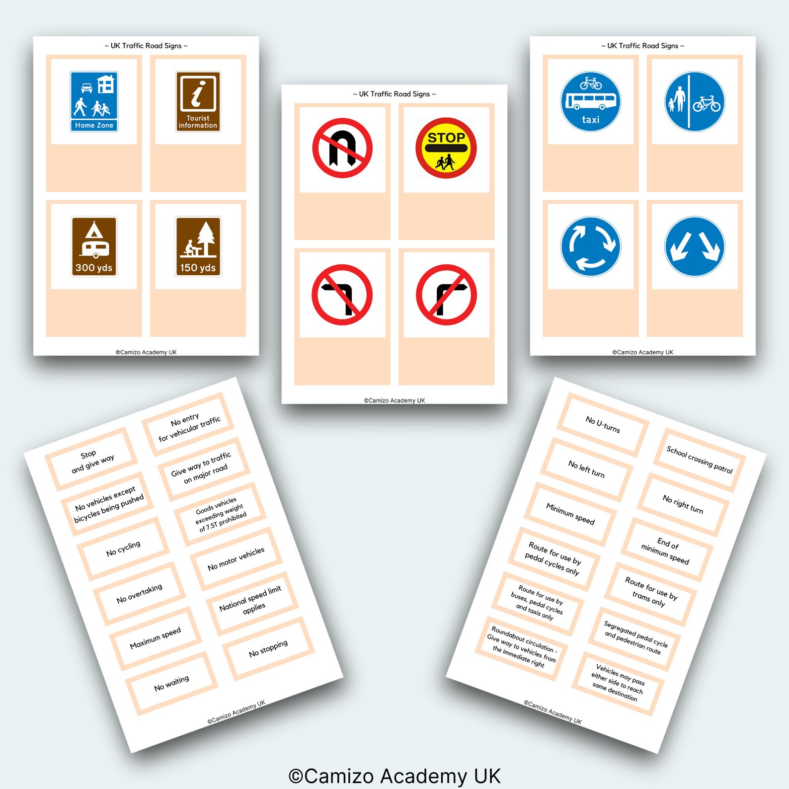 100 Road Signs UK Traffic Montessori 3-part Nomenclature Cards ...