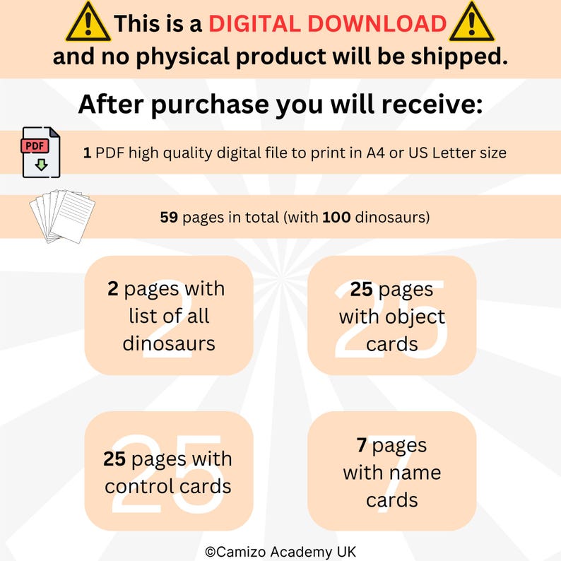 100 Dinosaurs Montessori Cards, Printable Dino Flashcards for Kids ...