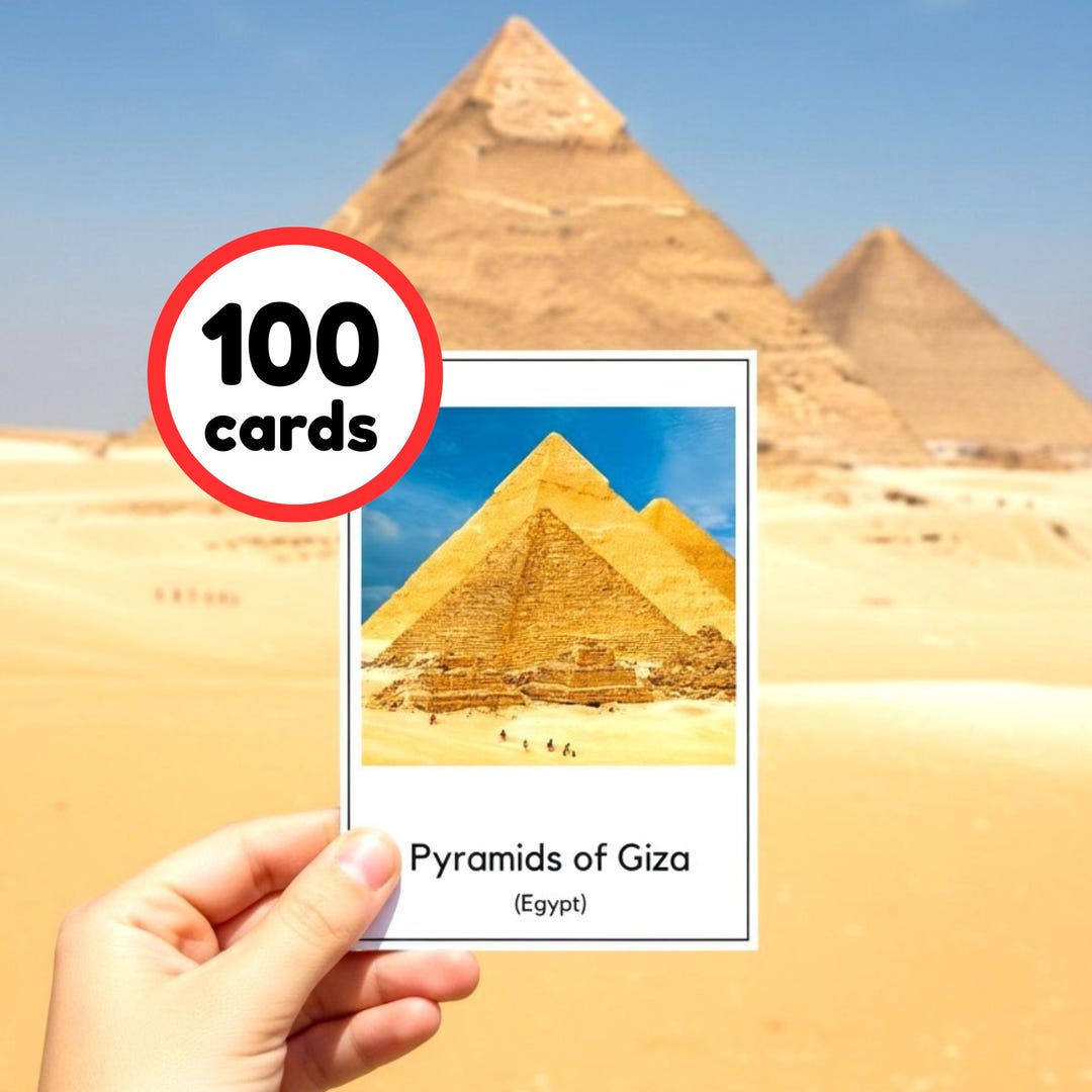 World Landmarks Flashcards, 100 Architectural Wonders, Montessori 3 ...