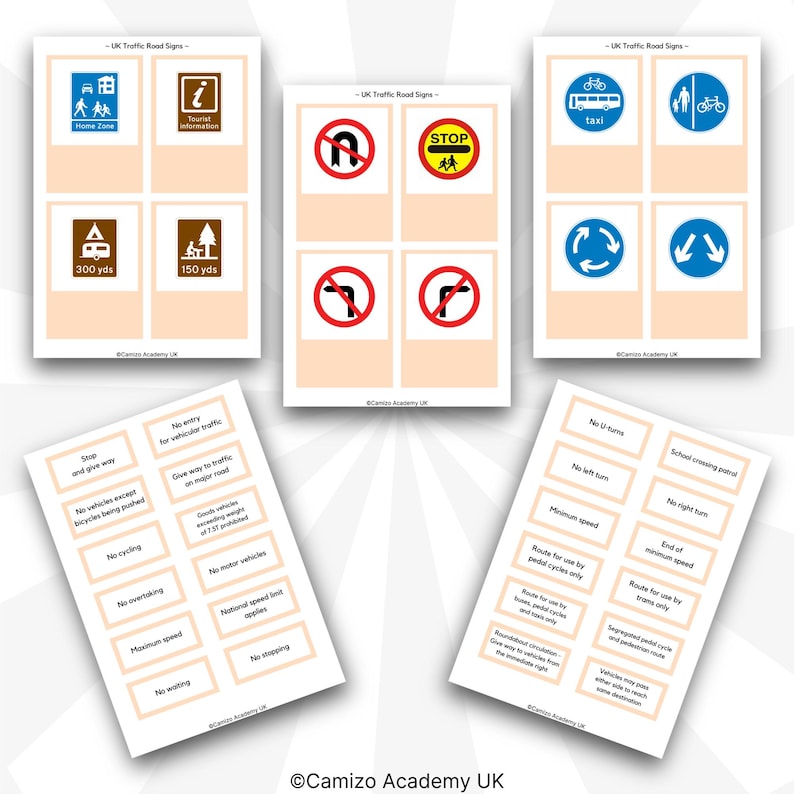 100 Road Signs - Traffic 3-part Flashcards | Driving Test Theory Exam ...