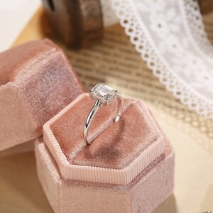 3.00 Carat Emerald Cut Moissanite Grown Diamond Engagement Ring in 14k ...