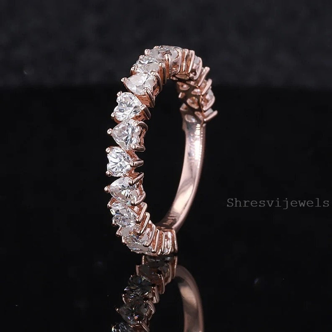 Heart Cut Diamond Eternity Matching Designer Band Sparky Heart Cut ...