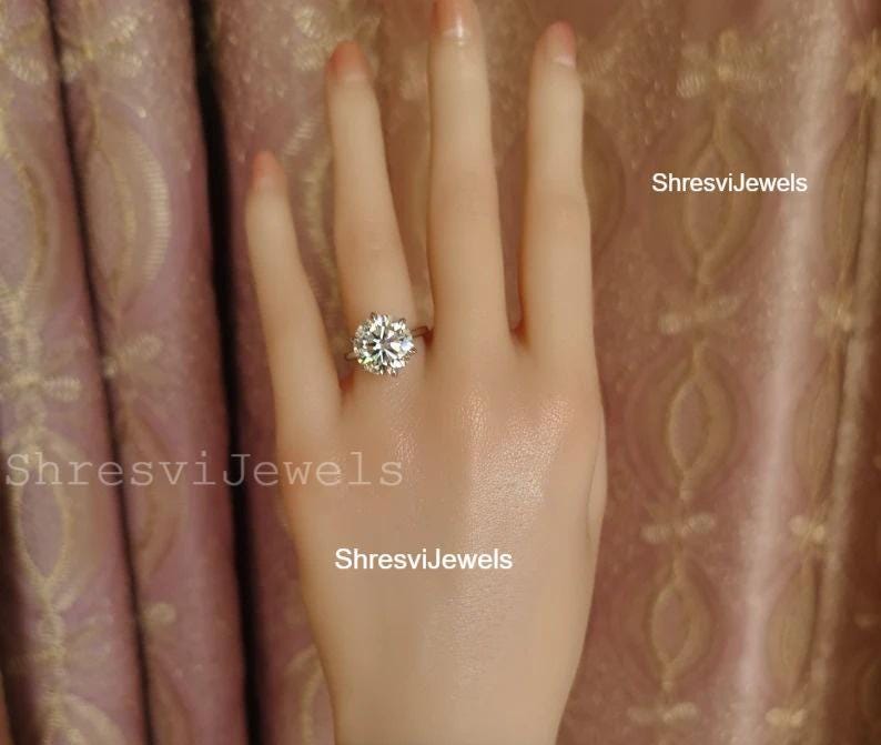 5CT Big Flawless Moissanite Ring Cathedral Setting, 10K, 14K, 18K Solid ...