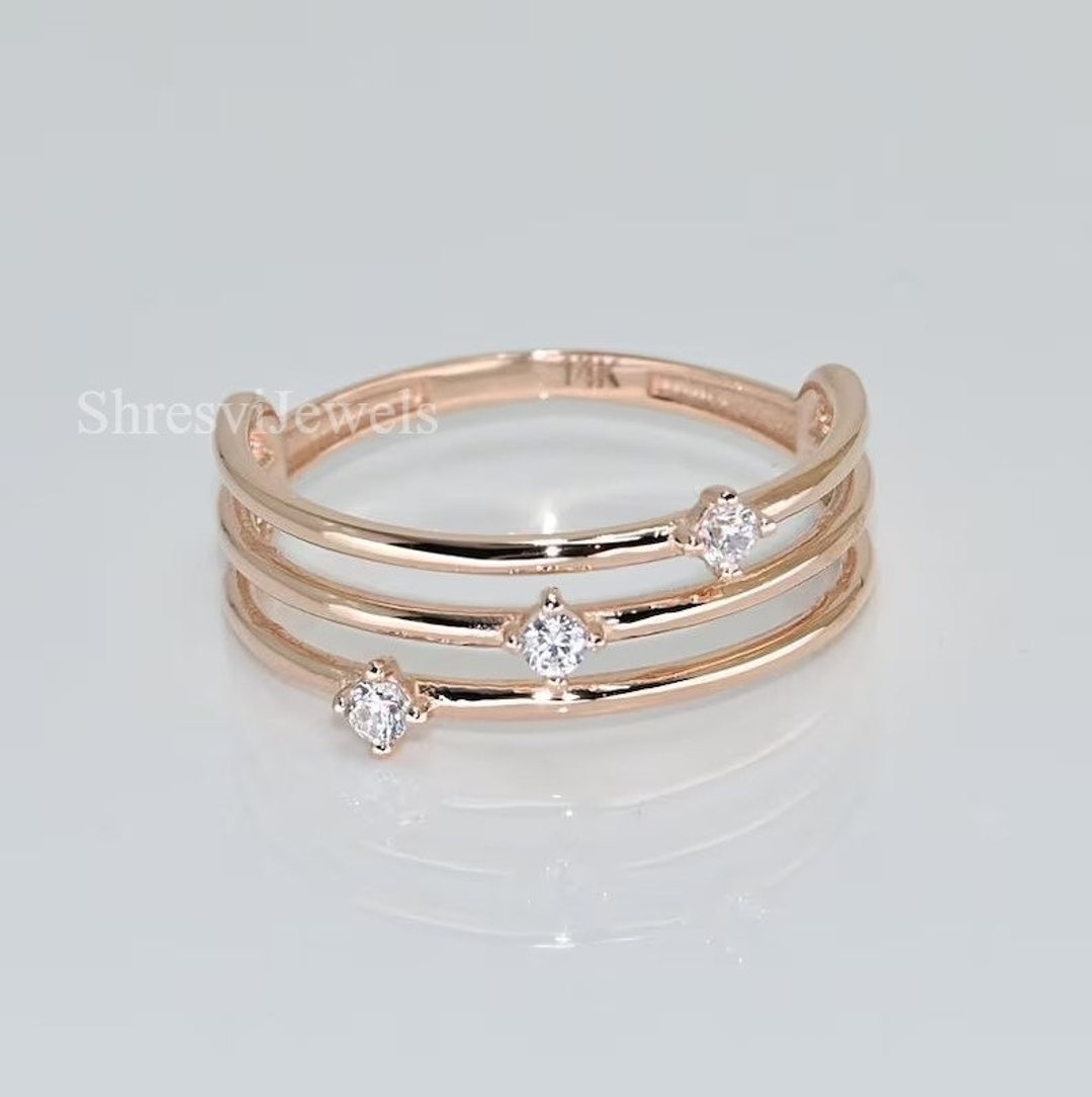 Spinelli Ring 10K /14K /18K Solid Gold, Rose Gold, Triple Band Ring ...