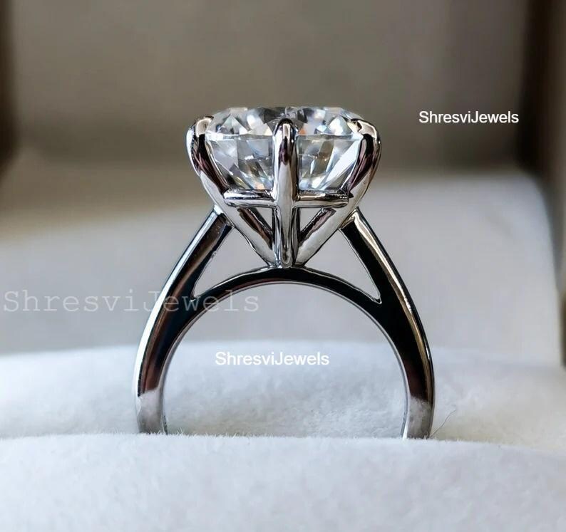 5CT Big Flawless Moissanite Ring Cathedral Setting, 10K, 14K, 18K Solid ...