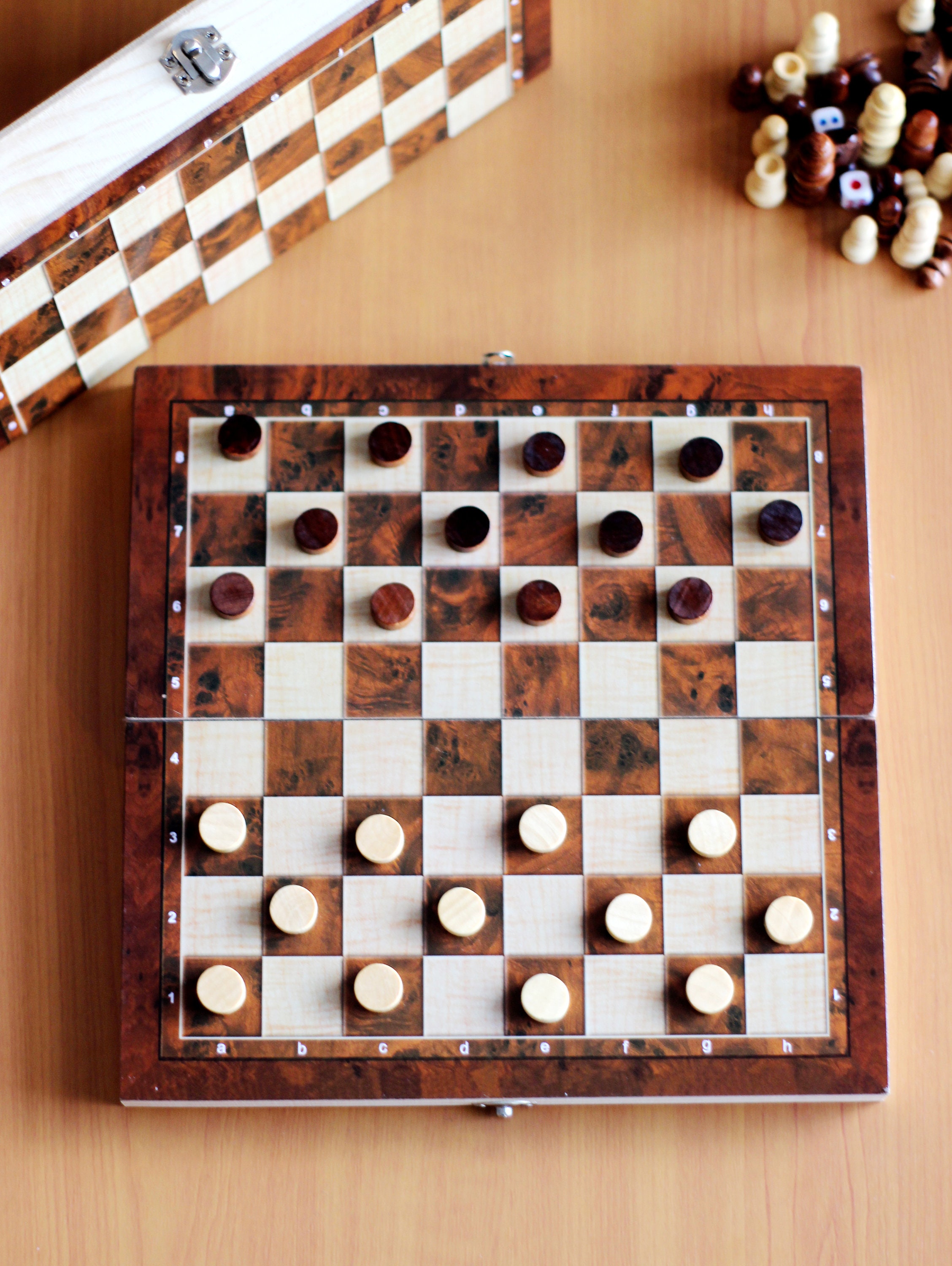 Wooden Travel CHESS BOARD GAME Backgammon and Checker Chess Board Game ...