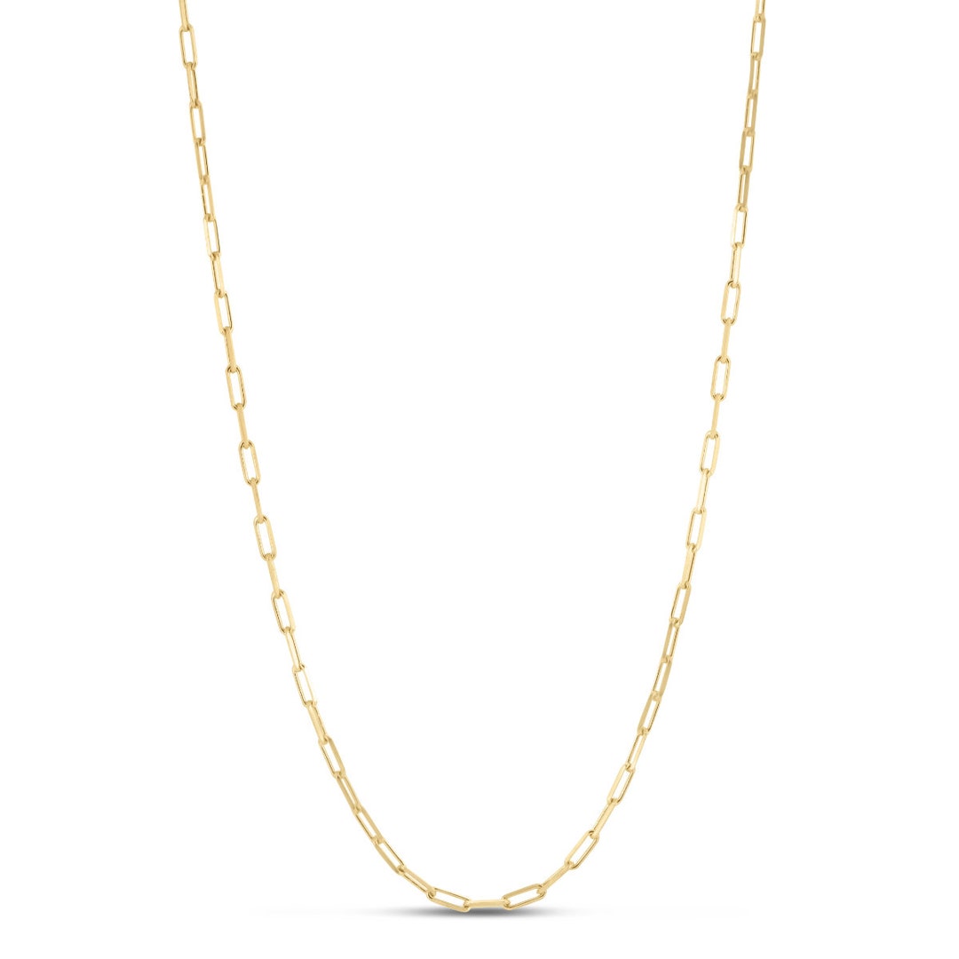14k Yellow Gold Plated 2.5mm Diamond Cut Paperclip Chain With - Etsy