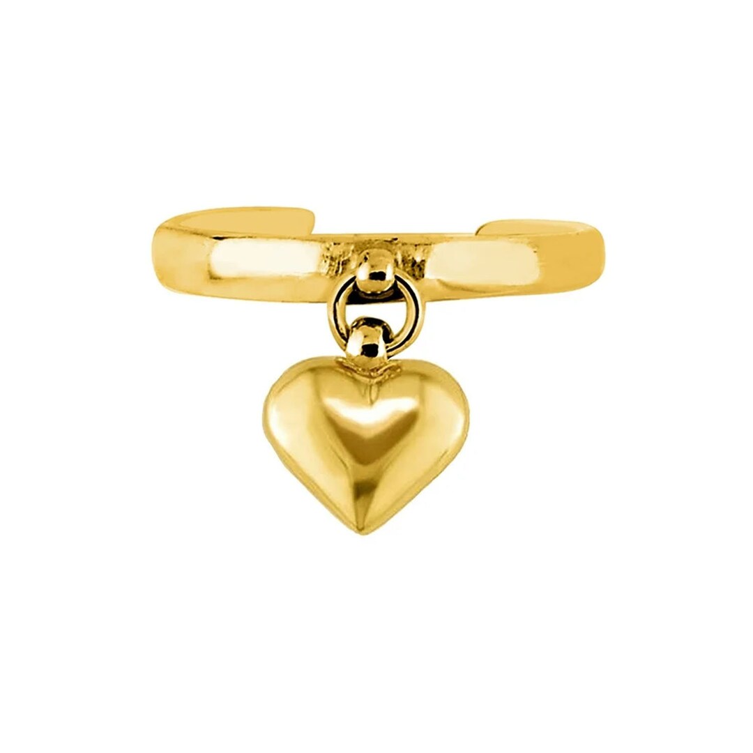 14K Gold Dangling Heart Toe Rings for Women Yellow Gold Toe Ring Gold ...