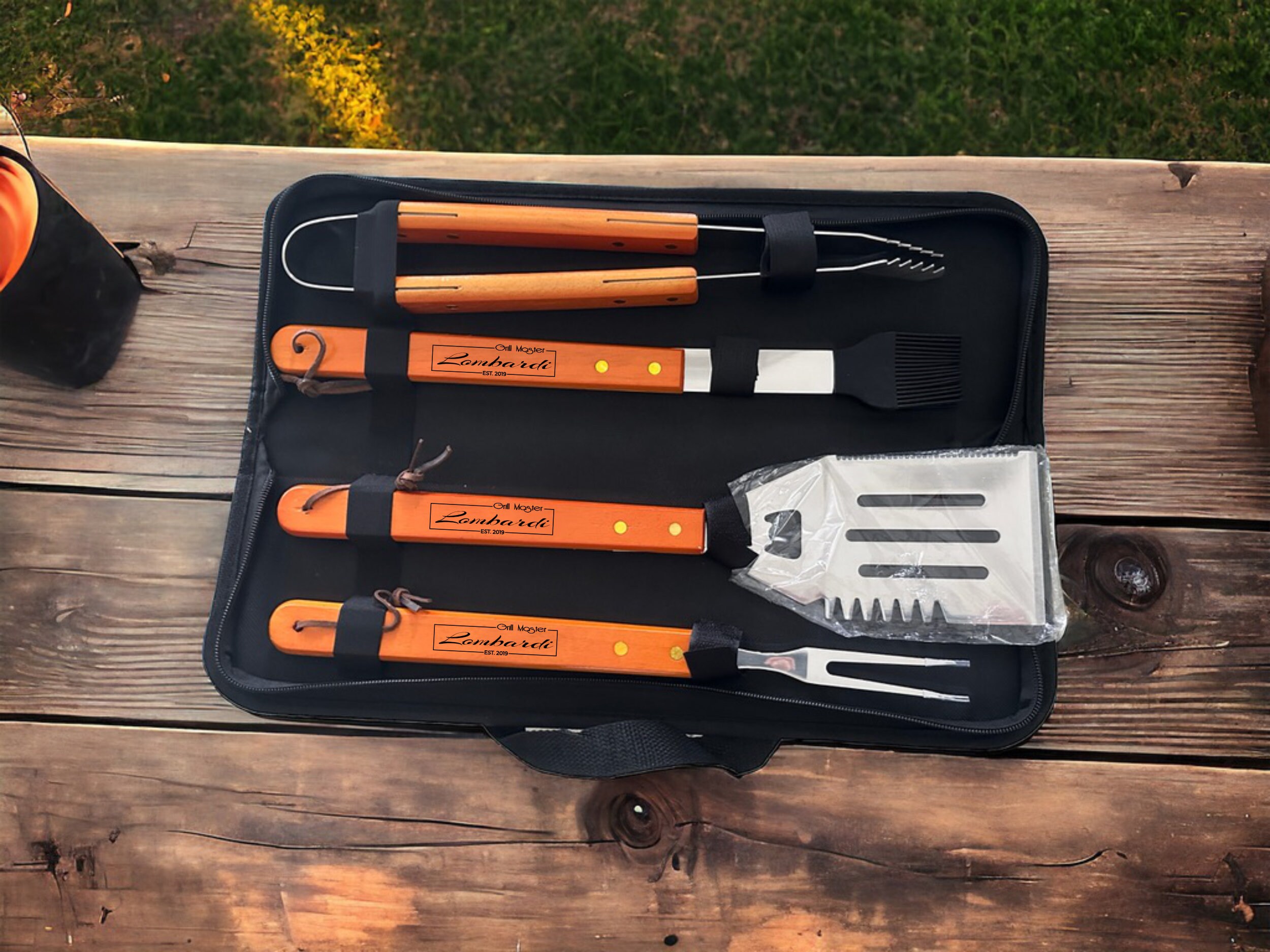 Personalized Grilling Tool Set, BBQ Accessories, Wooded Barbecue Tools ...