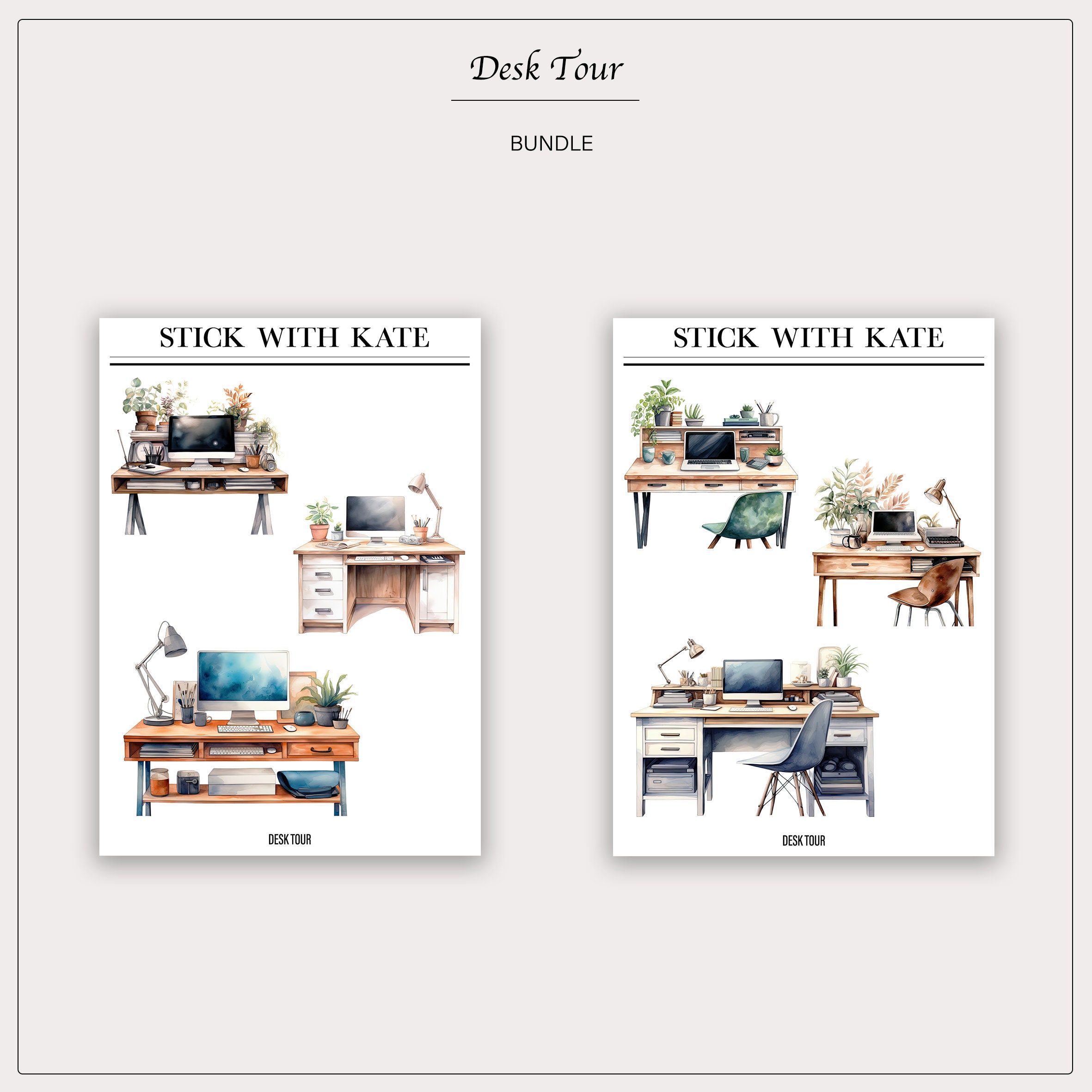 Desk Tour Printable Stickers Planner Stickers - Etsy