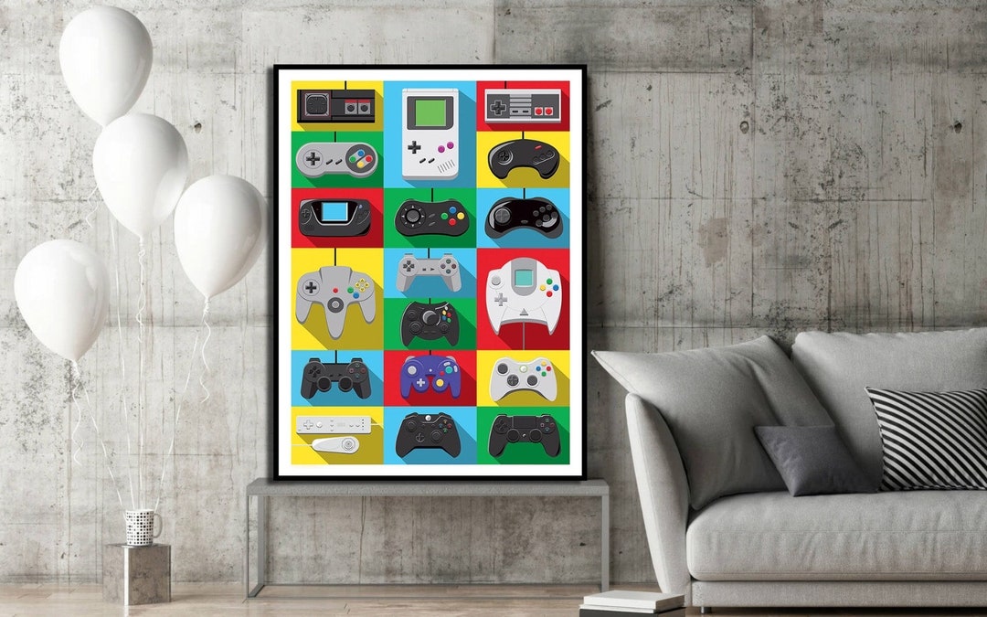 Evolution of Game Controllers Canvas Art, Retro Gaming, Cool Video Game ...