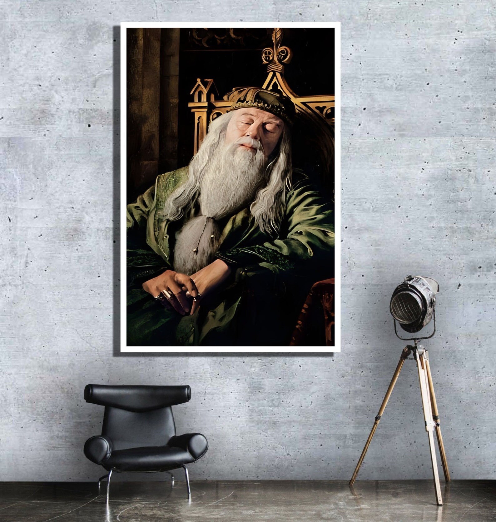 Albus Sleeping Headmaster Canvas Wall Art, Wizard World Print ...
