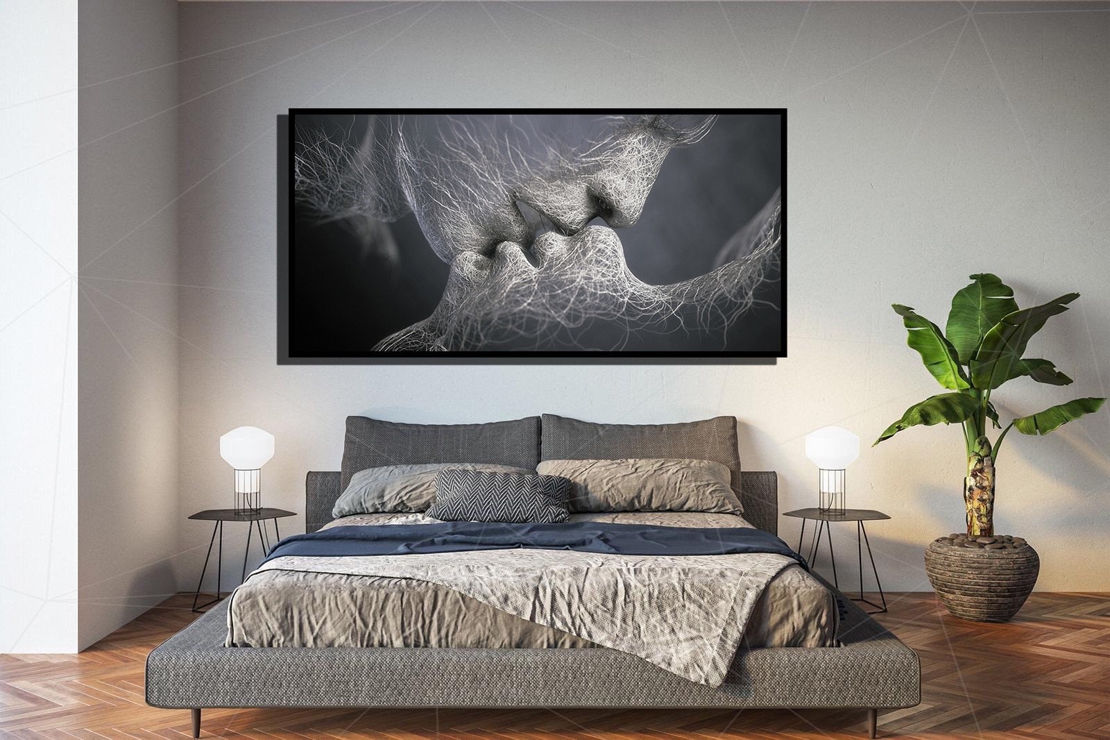 Hugging Couple Art, Romantic Couple Art, Bedroom Canvas Wall Art ...