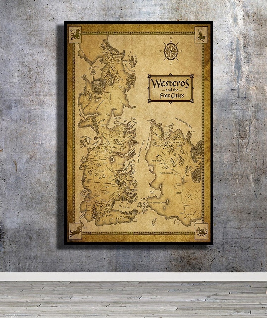 Mapa de Westeros, mapa de Westeros, Game of Thrones, arte de parede de ...